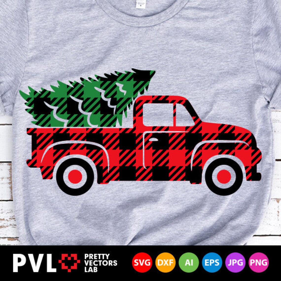 Christmas Truck Svg Buffalo Plaid Svg Vintage Truck Svg | Etsy
