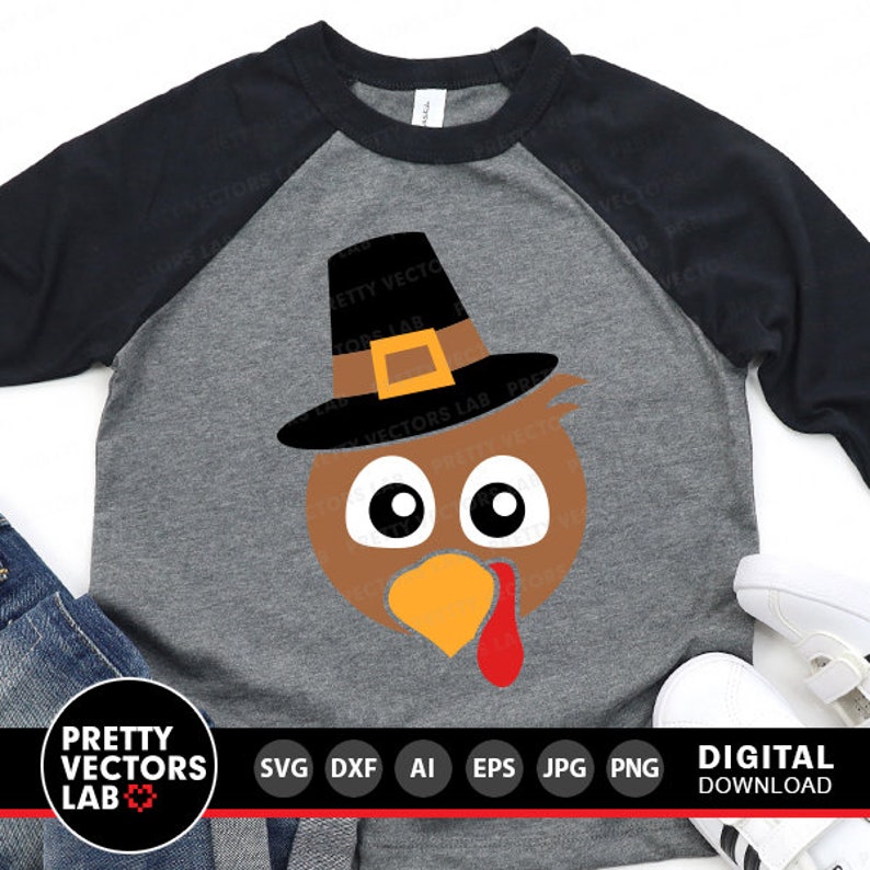 Turkey Face Svg Turkey With Pilgrim Hat Svg Thanksgiving Svg - Etsy