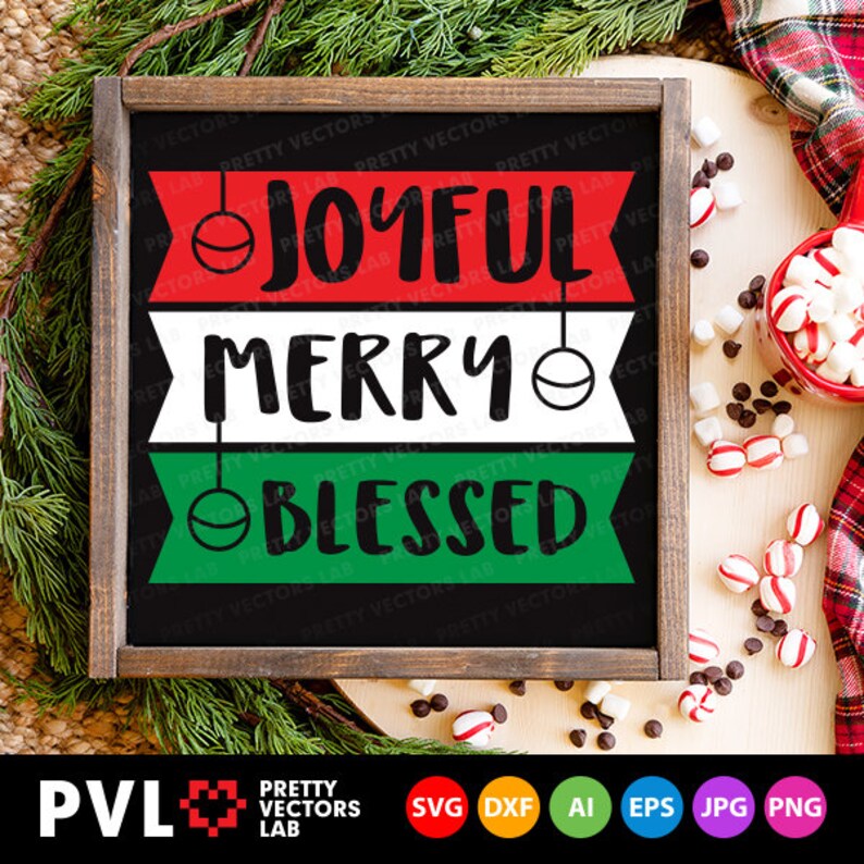 Joyful Merry Blessed Svg Christmas Svg Dxf Eps Png | Etsy
