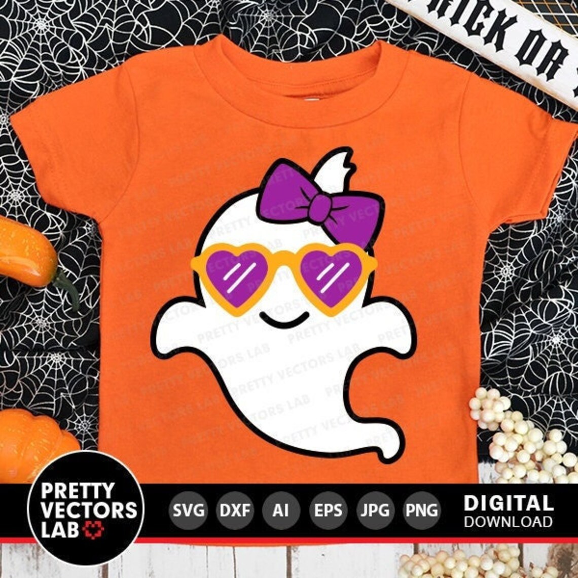 Girl Ghost Svg, Halloween Svg, Cute Ghost With Sunglasses Svg Dxf Eps ...