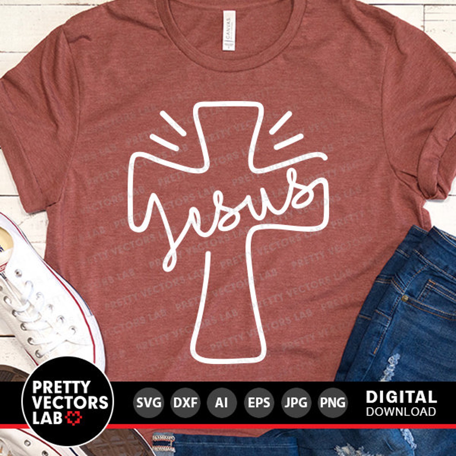 Jesus Cross Svg Cross Svg Jesus Svg Dxf Eps Png Easter Cut - Etsy