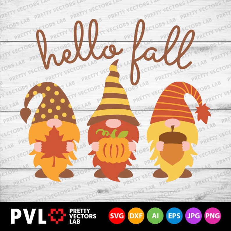 Fall Gnomes Svg Hello Fall Svg Autumn Gnomes Svg | Etsy