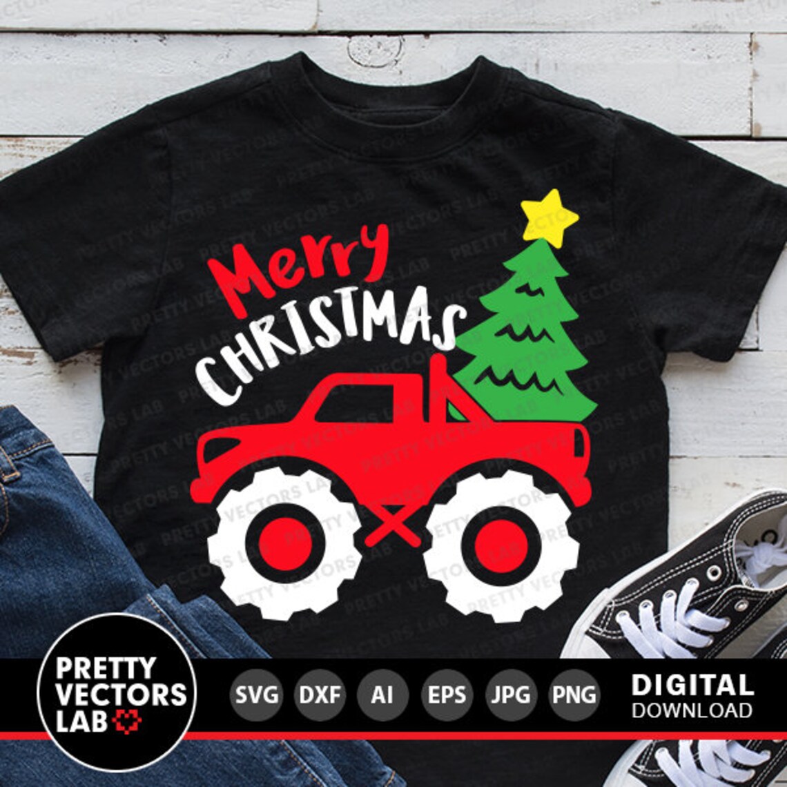 Christmas Truck Svg Monster Truck Svg Merry Christmas Svg - Etsy