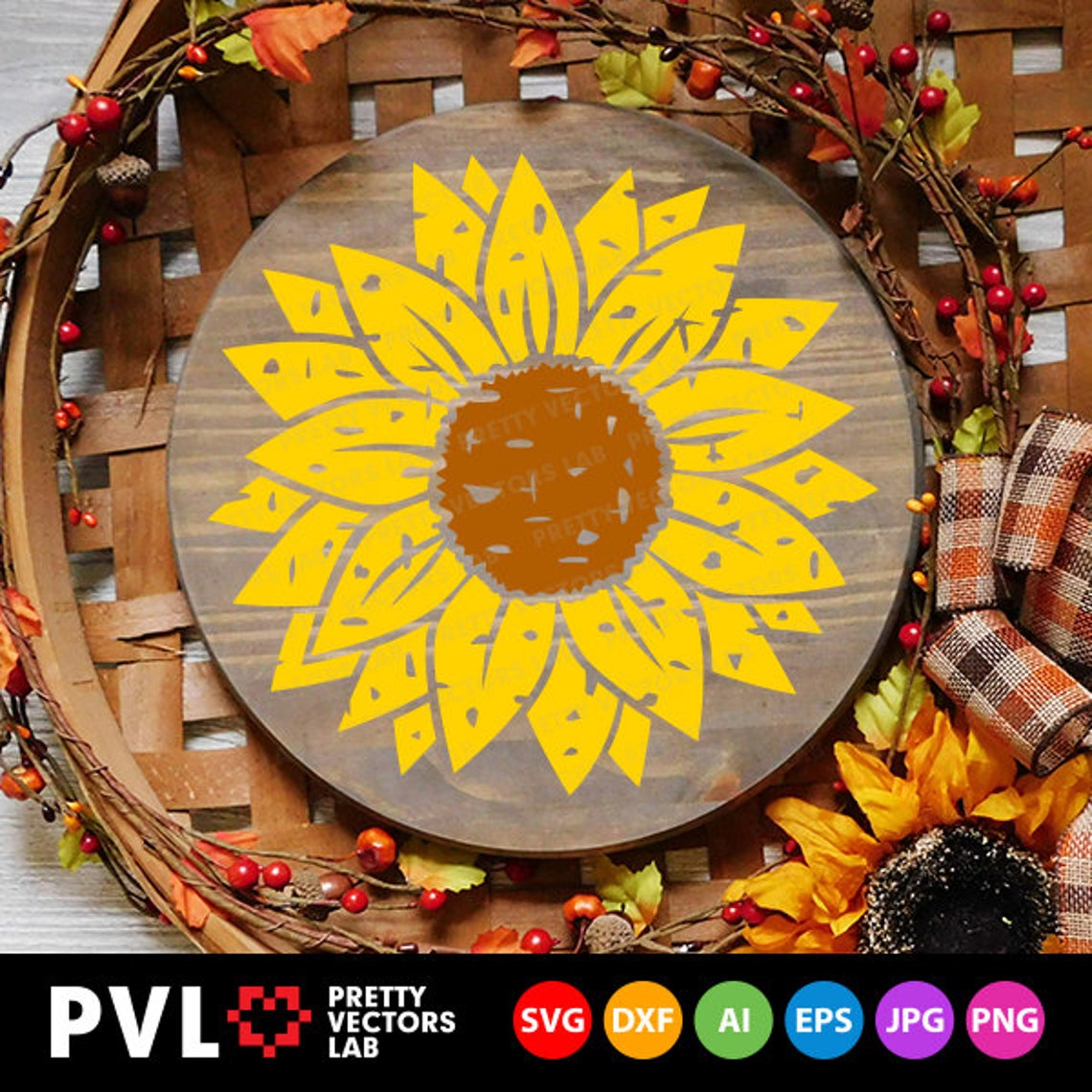 Sunflower Svg Grunge Sunflower Cut Files Distressed Flower | Etsy