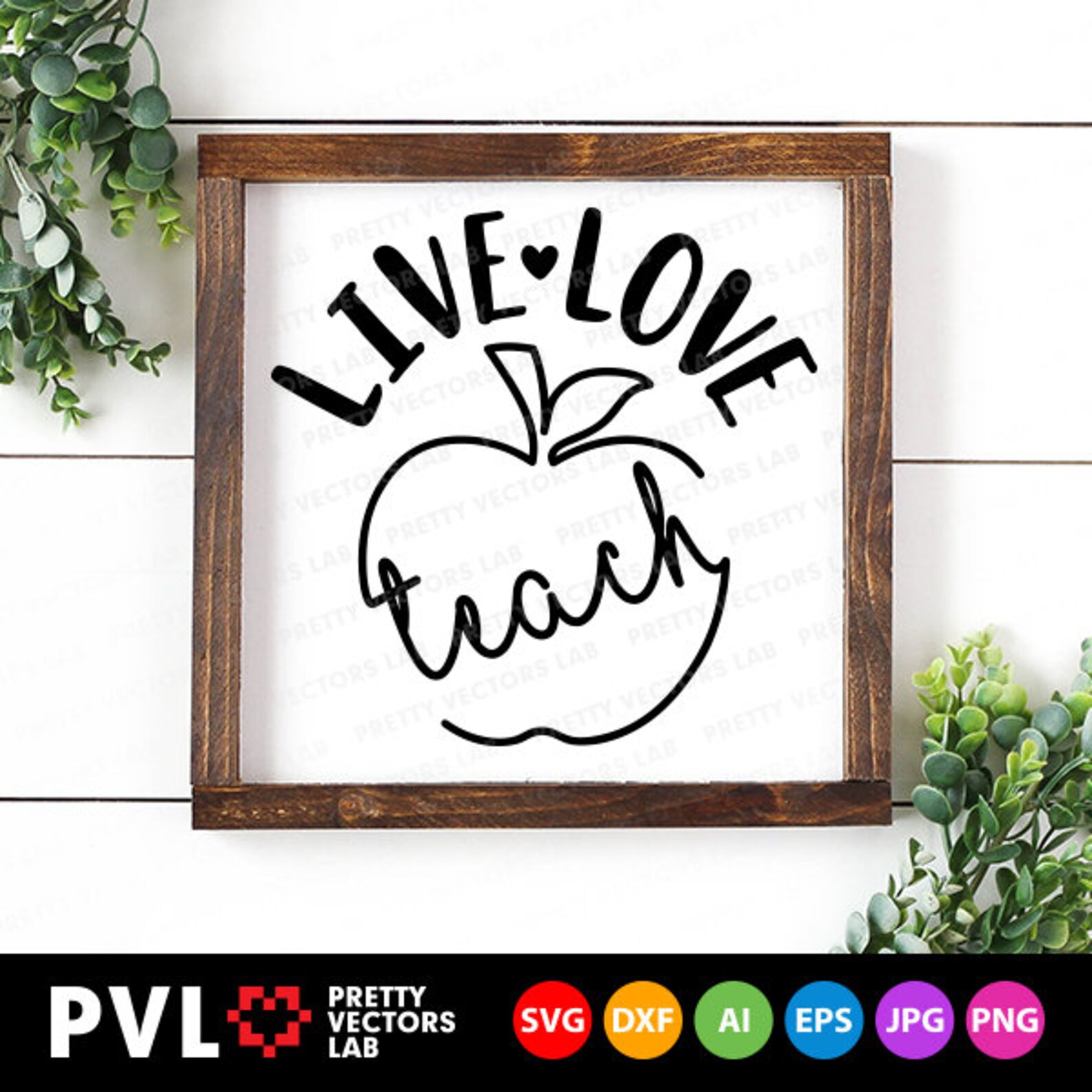 Live Love Teach Svg Teacher Svg Back to School Cut Files - Etsy
