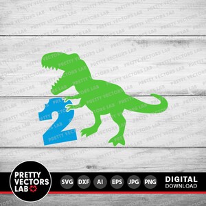 Dinosaur Birthday Svg, Two Rex Svg, 2nd Birthday Svg, Dxf, Eps, Png ...