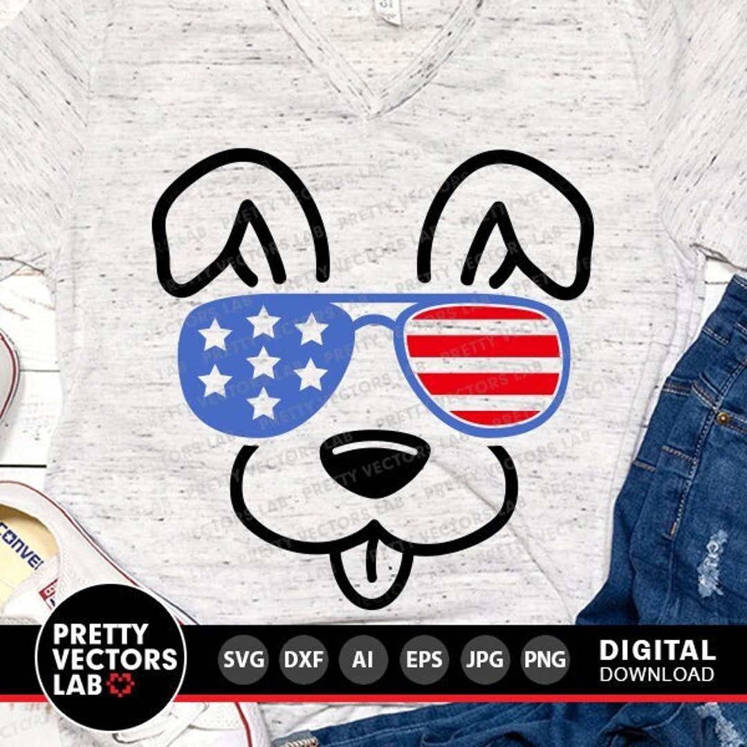 Patriotic Dog Svg, 4th of July Cut Files, Dog Face Svg, Puppy With ...