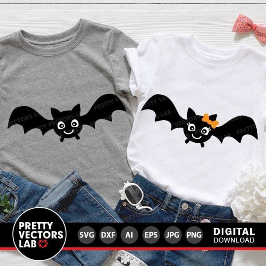 Halloween Svg, Bats Svg, Boy Girl Bats Svg, Bat With Bow Svg, Dxf, Eps ...
