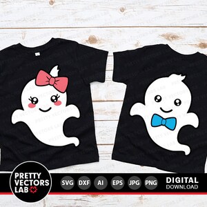 Cute Ghost Svg, Halloween Cut Files, Little Ghosts With Bow Svg, Boy ...