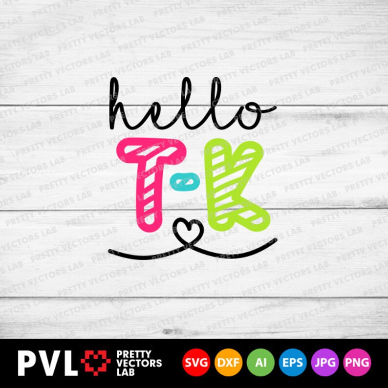 Hello TK Svg Back to School Cut Files Transitional | Etsy