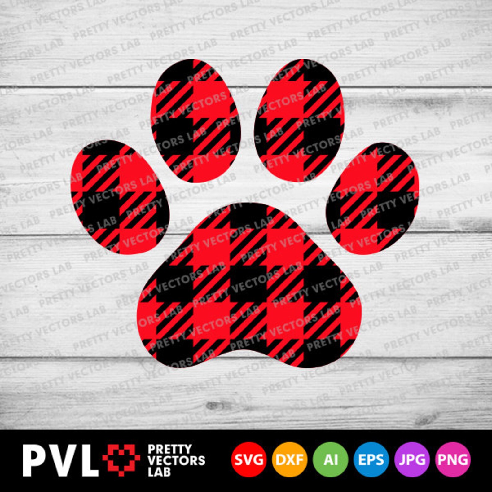Buffalo Plaid Paw Print Svg Christmas Paw Svg Dxf Eps Png | Etsy