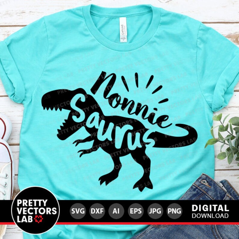 Nonnie Saurus Svg, T-rex Dinosaur Svg, Grandmother Svg Dxf Eps Png ...
