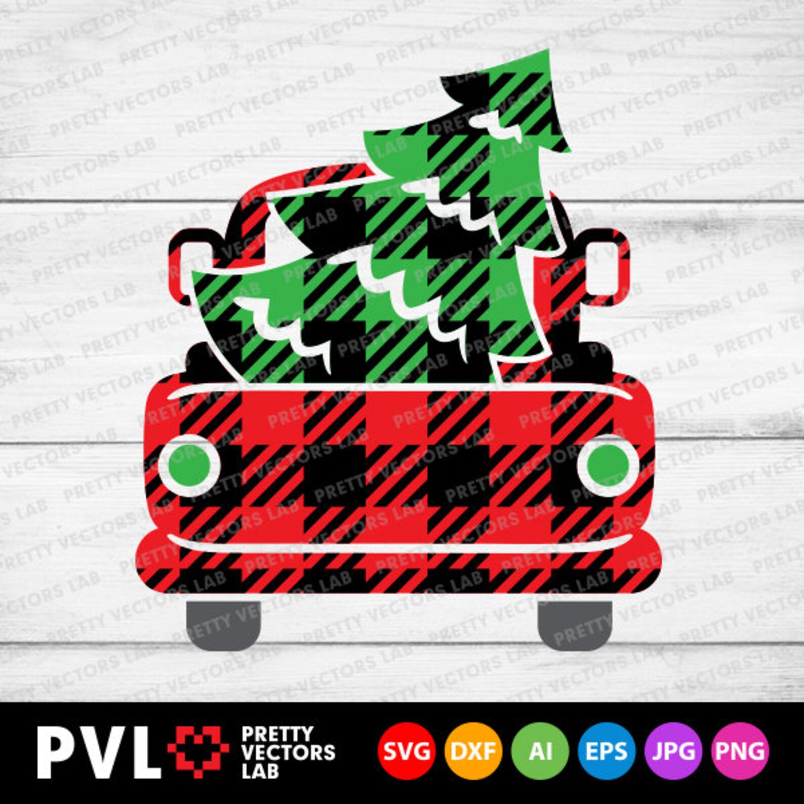 Buffalo Plaid Christmas Truck Svg Vintage Truck With Tree | Etsy