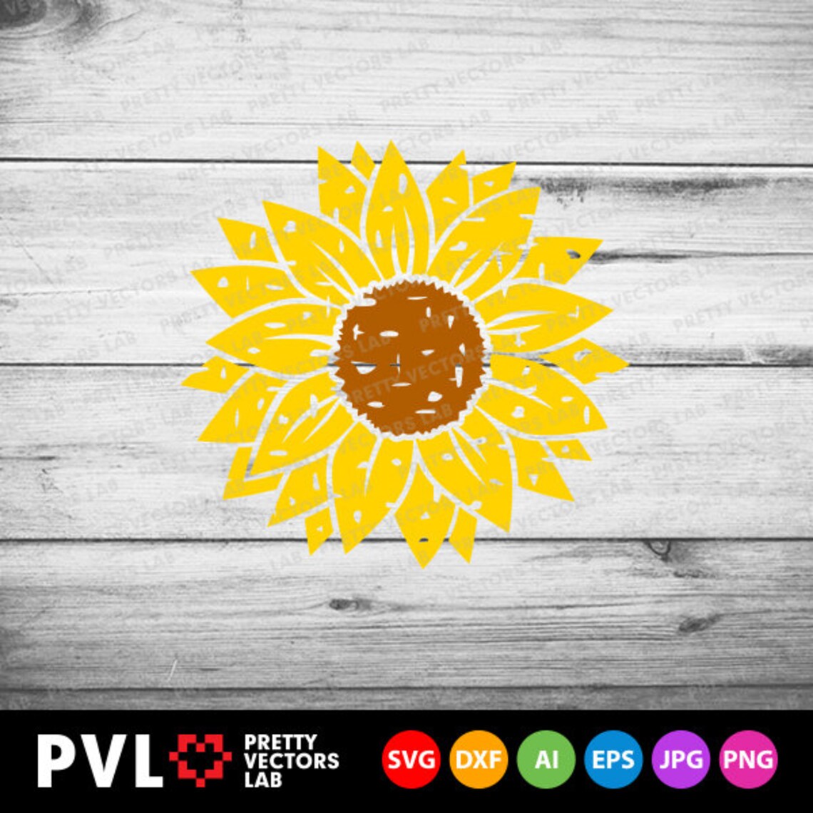 Sunflower Svg Grunge Sunflower Cut Files Distressed Flower | Etsy
