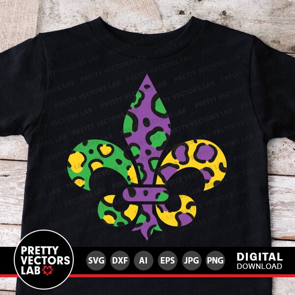 Fleur De Lis Svg Mardi Gras Svg Dxf Eps Png Leopard Print - Etsy