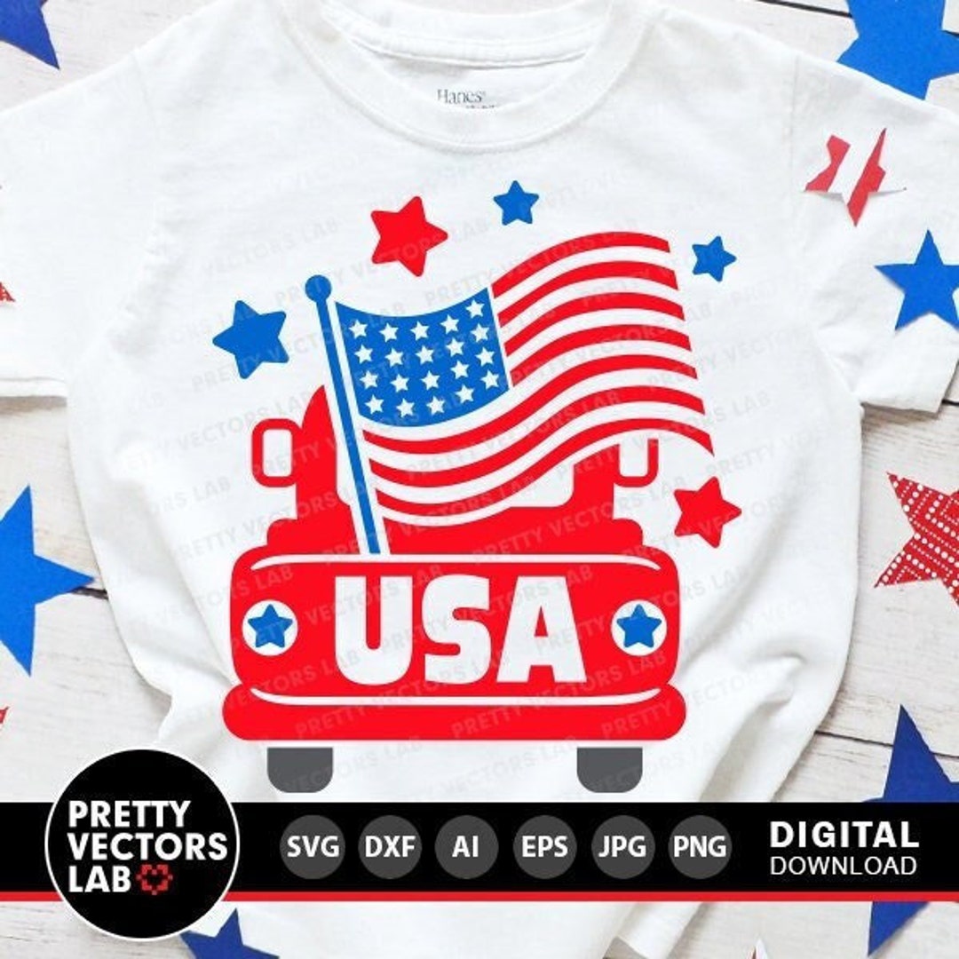 USA Truck Svg, 4th of July Cut Files, Patriotic Truck Svg Dxf Eps Png ...
