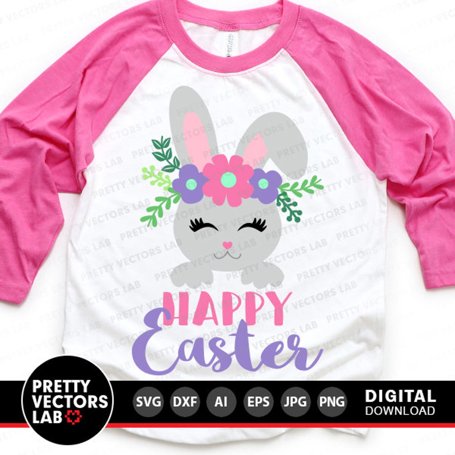 Happy Easter Svg, Easter Bunny Cut Files, Toddler Girl Easter Svg Dxf ...