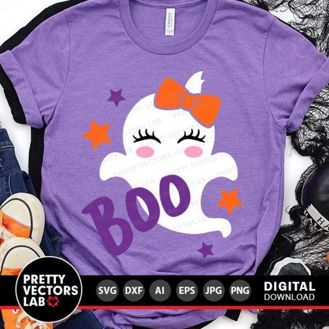 Boo Svg, Halloween Cut Files, Girl Ghost Svg, Dxf, Eps, Png, Girls ...