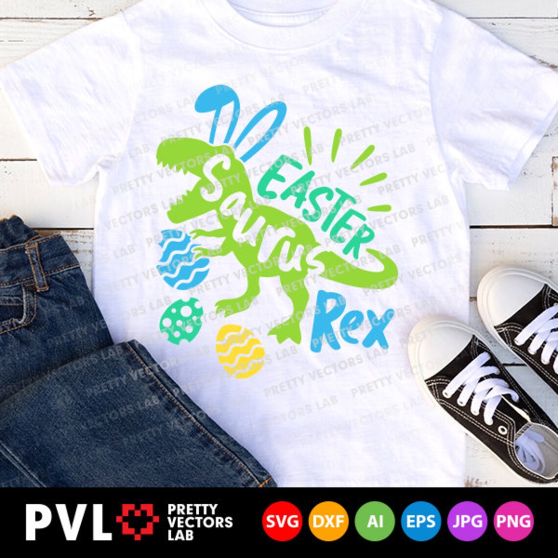 Easter Dinosaur Svg T-rex Bunny Svg Happy Easter Cut Files | Etsy