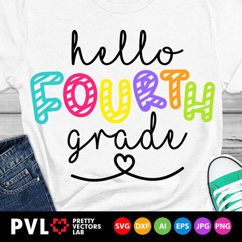 Hello Fourth Grade Svg Back to School Svg 4th Grade Svg | Etsy
