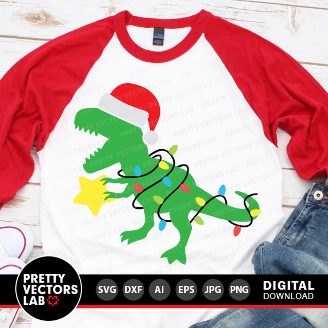 Christmas Dinosaur Svg Santa T-rex Svg Holiday Dino With - Etsy