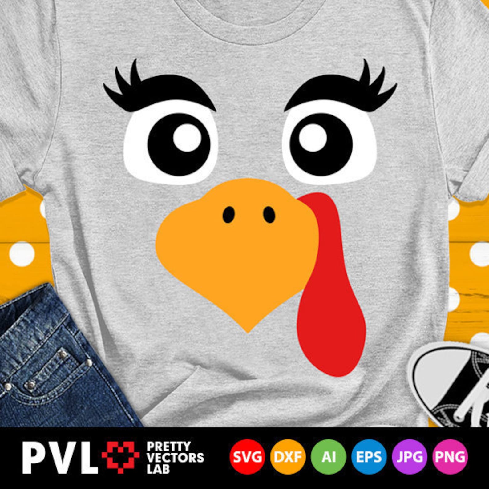 Girl Turkey Face Svg Cute Turkey Svg Thanksgiving Svg Dxf | Etsy