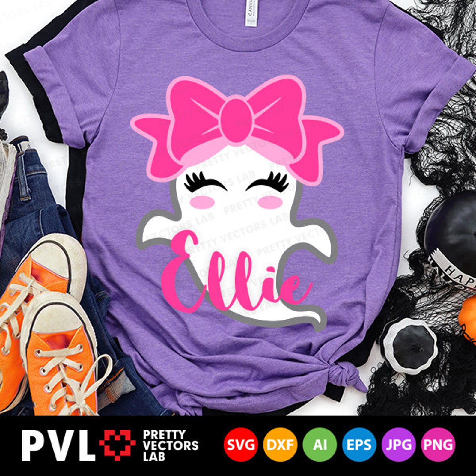 Girl Ghost Svg Halloween Cut Files Ghost With Bow Svg Girls | Etsy