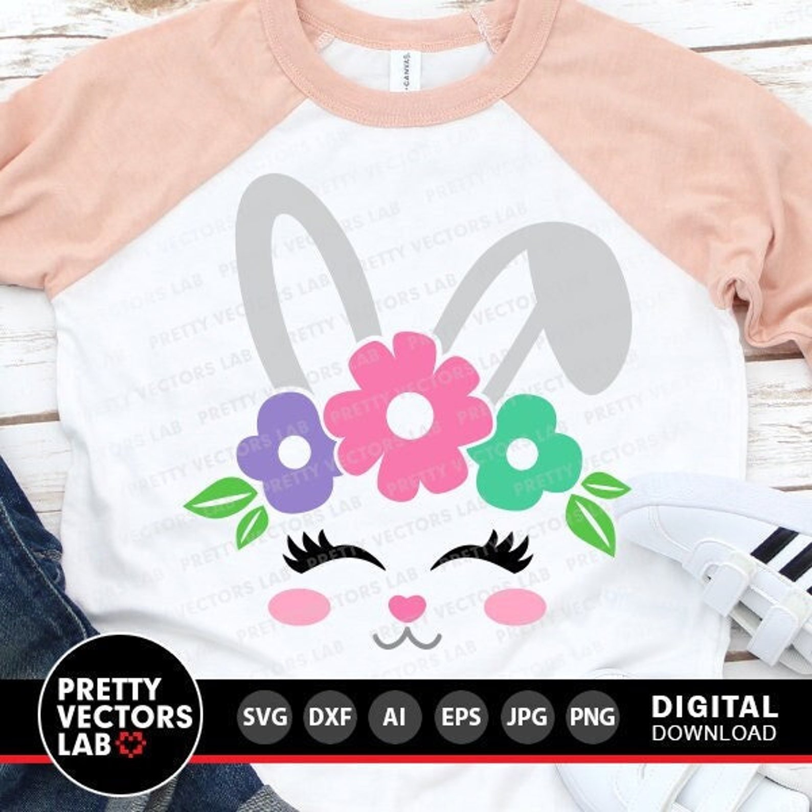 Easter Bunny PNG SVG, Girl Bunny Face Svg Png, Happy Easter Clipart ...
