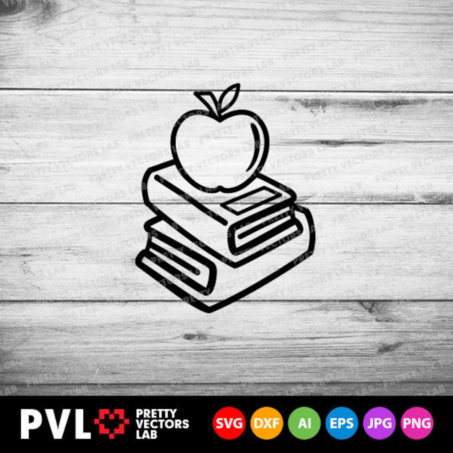 Apple on Books Svg School Cut Files Back to School Svg - Etsy