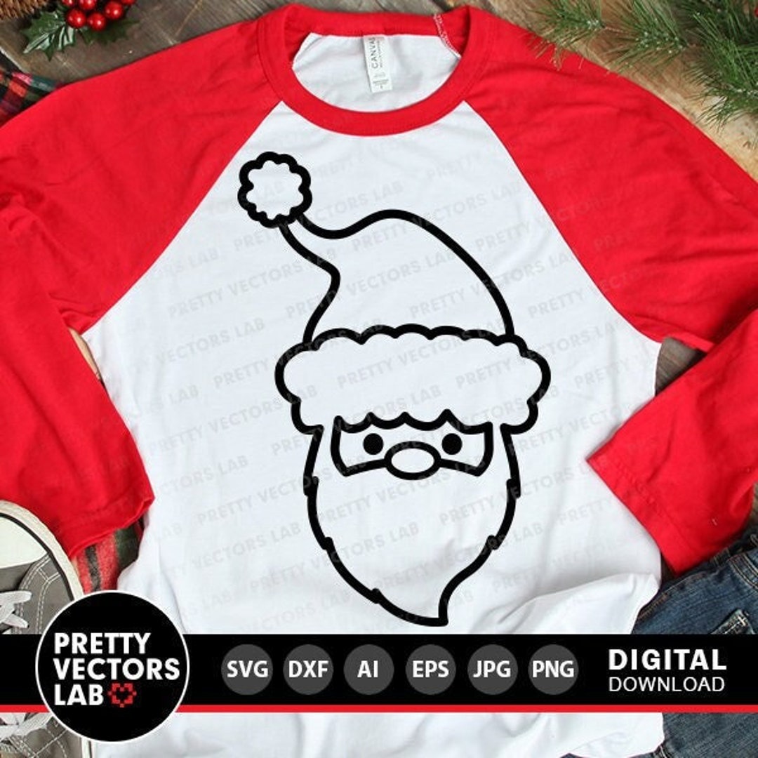 Santa Face Svg Christmas Svg Santa Outline Cut Files - Etsy