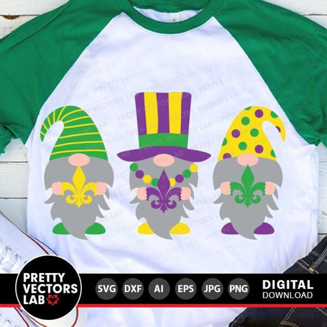 Mardi Gras Gnomes Svg, Mardi Gras Cut Files, Gnome Beads Svg Dxf Eps ...