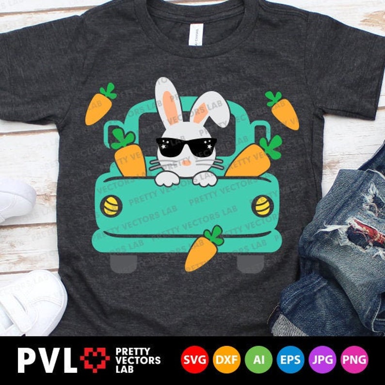 Bunny Svg Easter Svg Easter Truck Svg Boy Bunny in Truck | Etsy