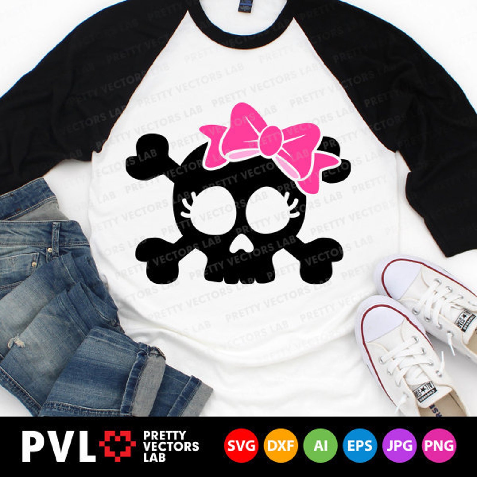 Skull Svg Halloween Svg Cute Skull With Bow Svg Dxf Eps - Etsy