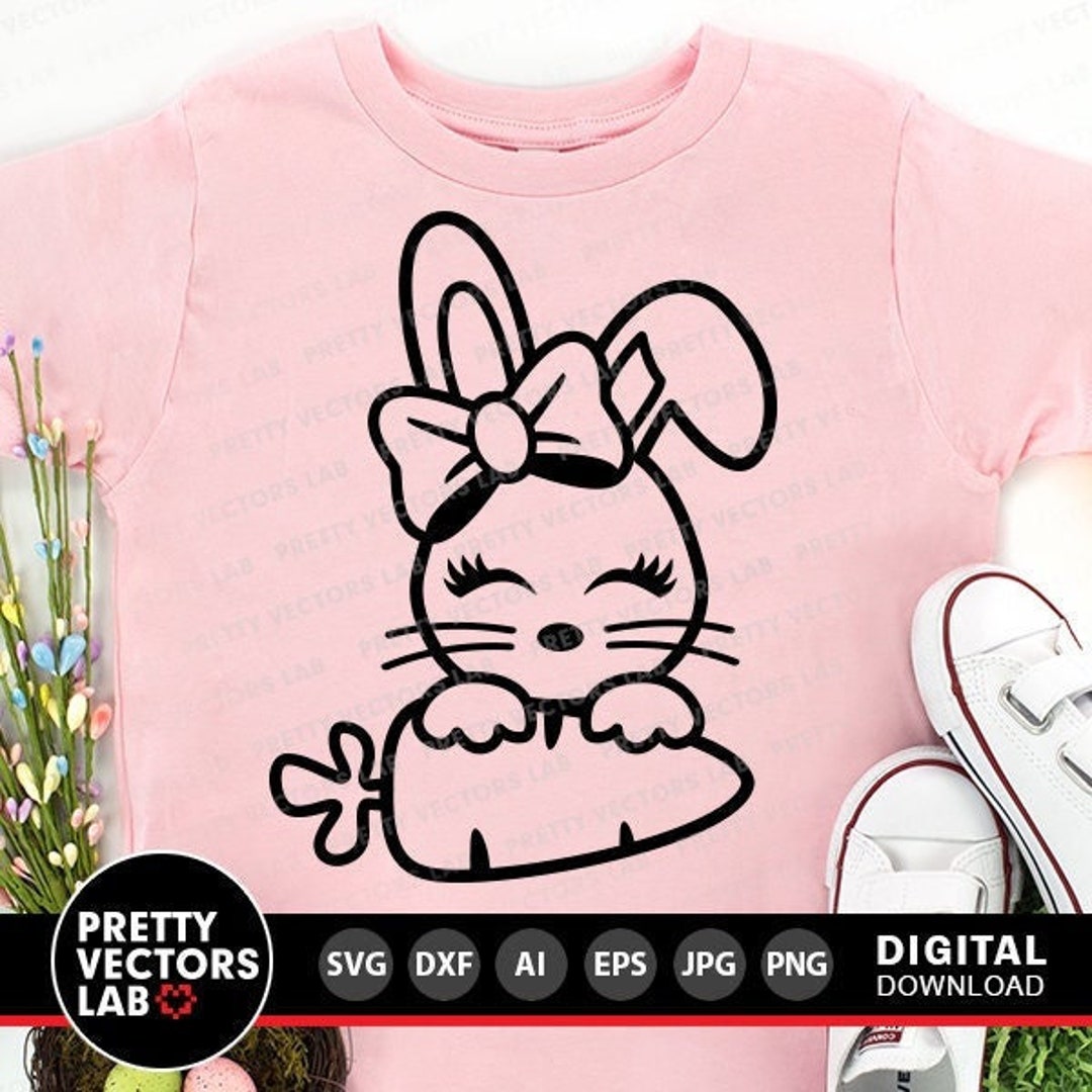 Bunny Svg, Easter Cut Files, Girls Svg Dxf Eps Png, Bunny With Carrot ...