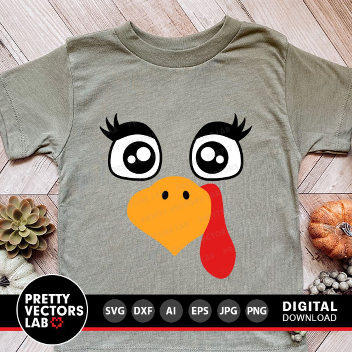 Turkey Face Svg Girl Turkey Svg Thanksgiving Svg Dxf Eps - Etsy