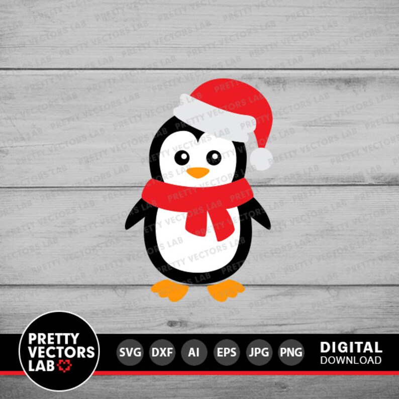 Christmas Penguin Svg Penguin With Santa Hat Svg Kids Cut - Etsy