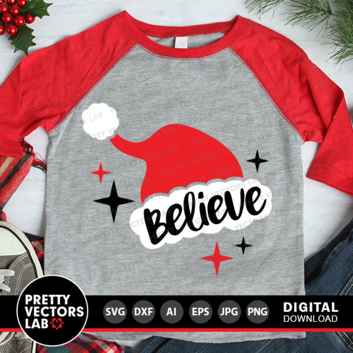 Christmas Svg Believe Svg Santa Hat Svg Dxf Eps Png - Etsy