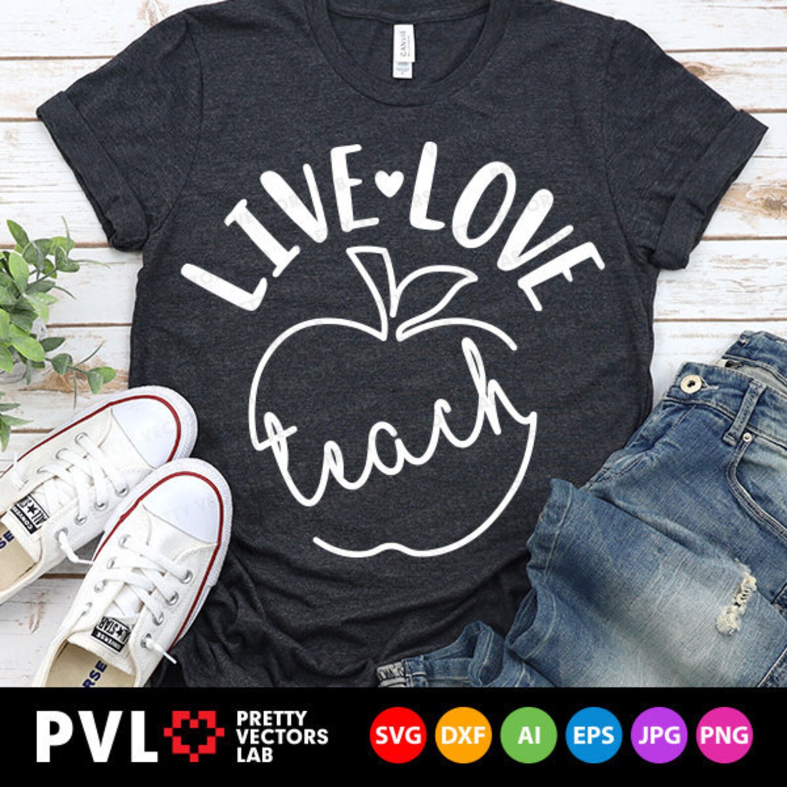 Live Love Teach Svg Teacher Svg Back to School Cut Files - Etsy