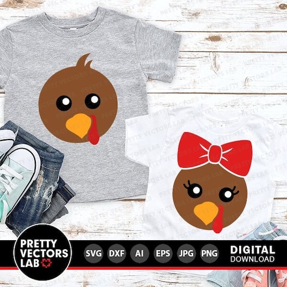 Turkey Svg Girl Boy Turkey Face Svg Thanksgiving Svg Dxf Eps - Etsy