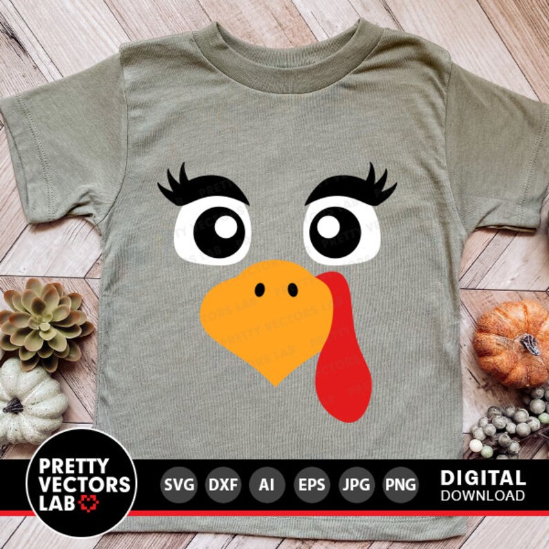 Girl Turkey Face Svg Cute Turkey Svg Thanksgiving Svg Dxf - Etsy