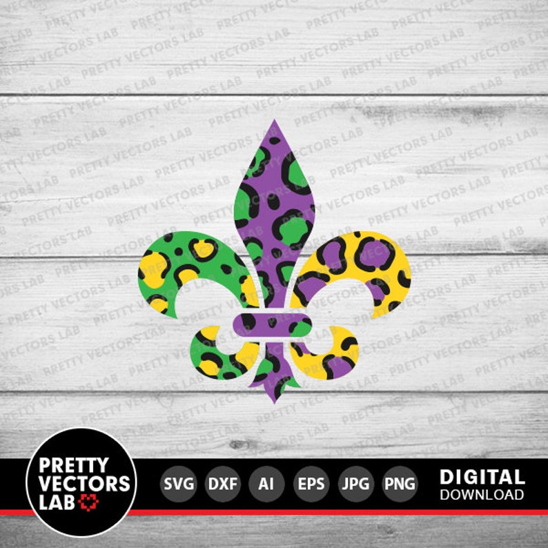Fleur De Lis Svg Mardi Gras Svg Dxf Eps Png Leopard Print - Etsy