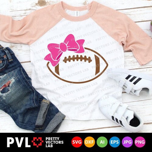 Football With Bow Svg Football Svg Girls Cut Files Cheer - Etsy