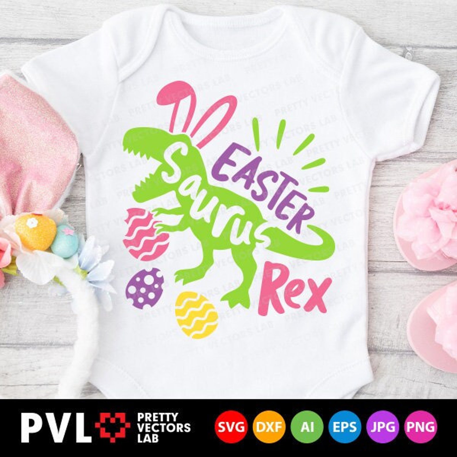 Easter Dinosaur Svg T-rex Bunny Svg Girls Easter Cut Files - Etsy