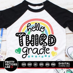 Hello Third Grade Svg, Back to School Svg, 3rd Grade Cut Files, Teacher ...