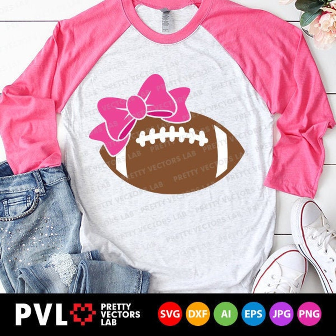 Football With Bow Svg, Football Svg, Kids Cut Files, Girls Svg Dxf Eps ...