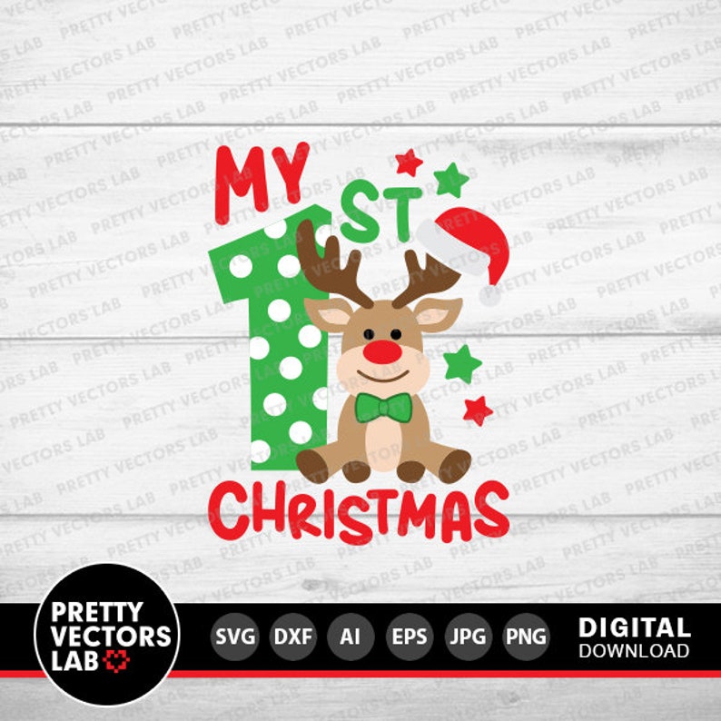 My 1st Christmas Svg, Boy Reindeer Svg, Christmas Svg, Dxf, Eps, Png ...