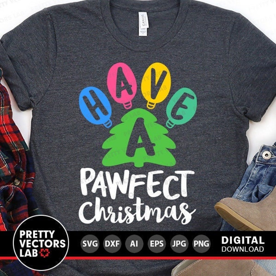 Christmas Paw Svg, Paw Print Christmas Tree Svg, Pawfect Christmas Svg ...