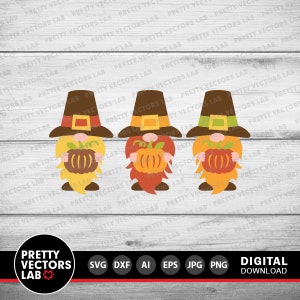 Thanksgiving Gnomes Svg, Fall Cut Files, Gnome With Pilgrim Hat Svg ...