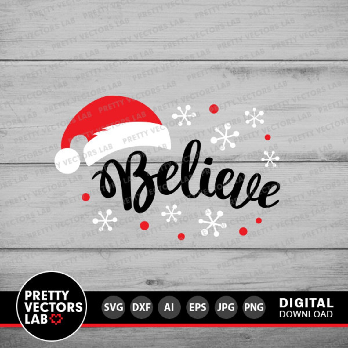 Christmas Svg, Believe Svg, Santa Hat Svg Dxf Eps Png, Christmas Cut ...