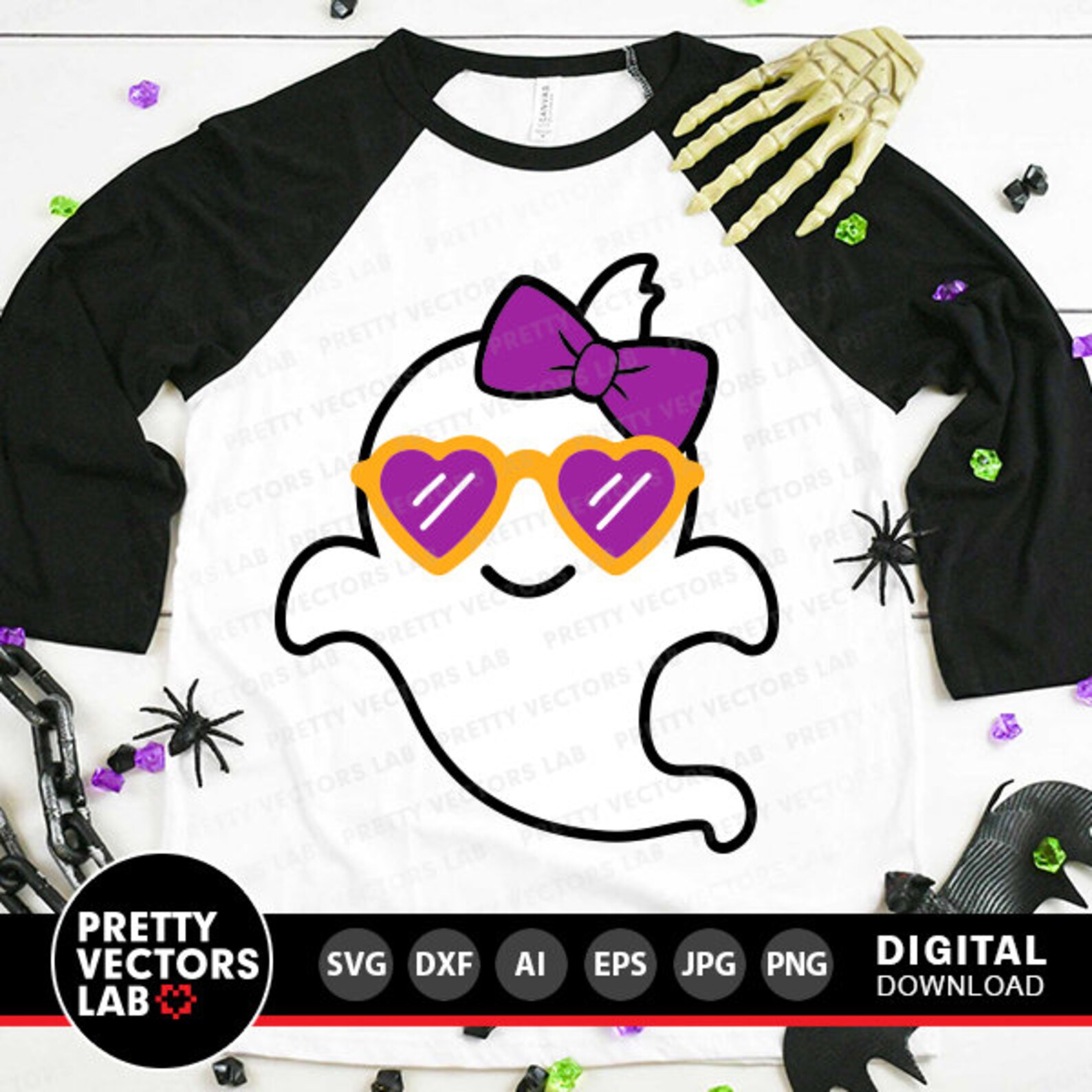 Girl Ghost Svg, Halloween Svg, Cute Ghost With Sunglasses Svg Dxf Eps ...